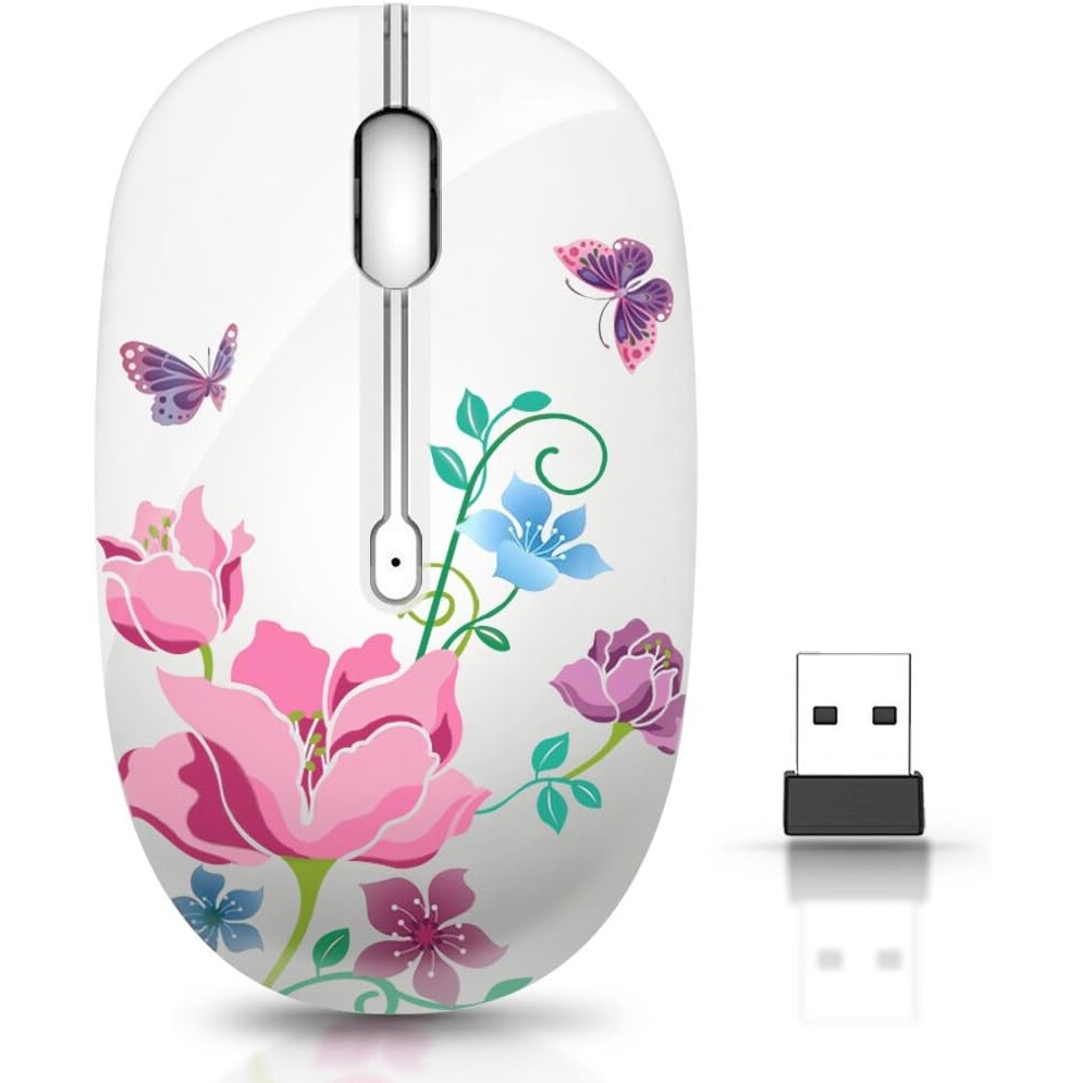 Mouse wireless, silentios, portabil, design fluture, compatibilitate ...
