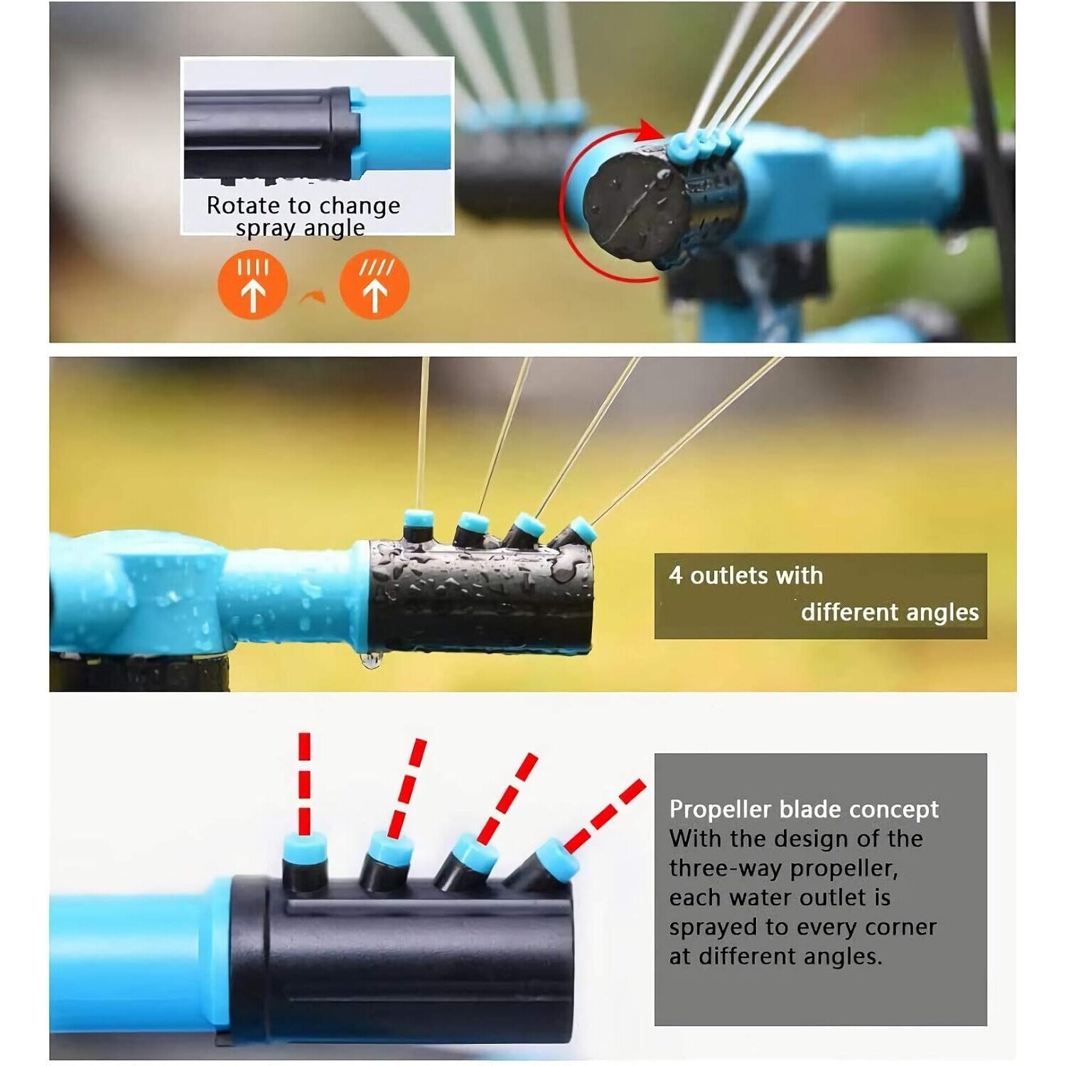 Set 2 Aspersoare pentru gazon, Rotire 360°, Ajustabil, Acoperire 300 mp ...