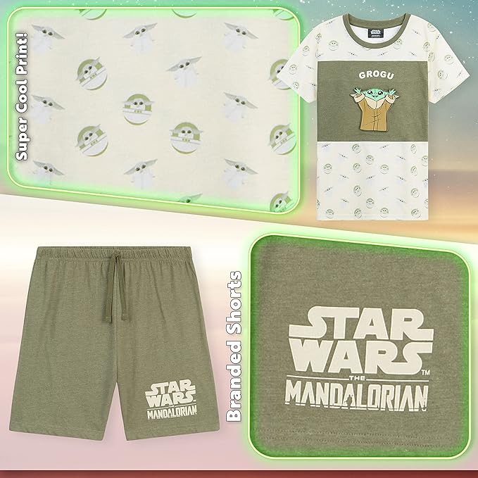 Pijama cu maneca scurta Star Wars The Mandalorian Grogu, Unisex, Ultra ...