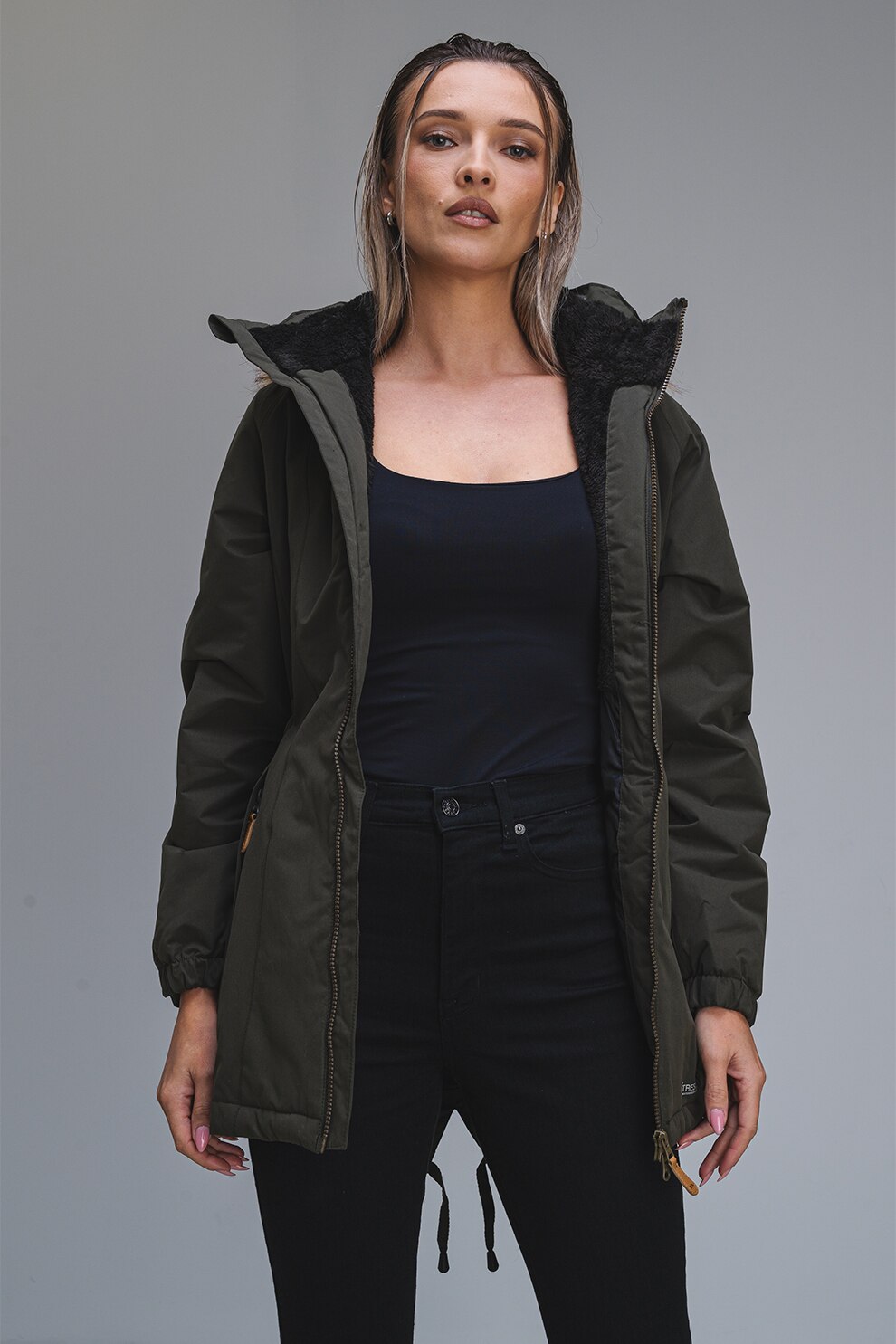 Trespass, Geaca parka impermeabila Celebrity, Negru, Verde marin, Camel ...