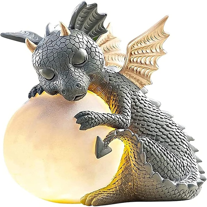 Statuie solara pentru gradina, Cozevdnt, Model Dragon, Rasina, LED ...