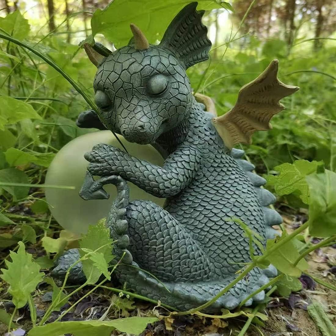 Statuie solara pentru gradina, Cozevdnt, Model Dragon, Rasina, LED ...