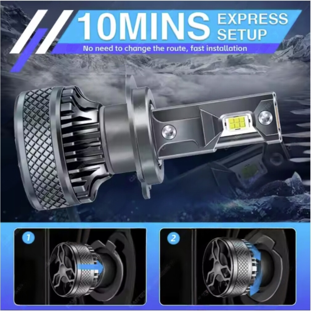 Set 2 Becuri LED Auto H7 EXCITAT® Premium, Luminozitate de 500%, Single 70w, 10000Lumeni, 6500K ...