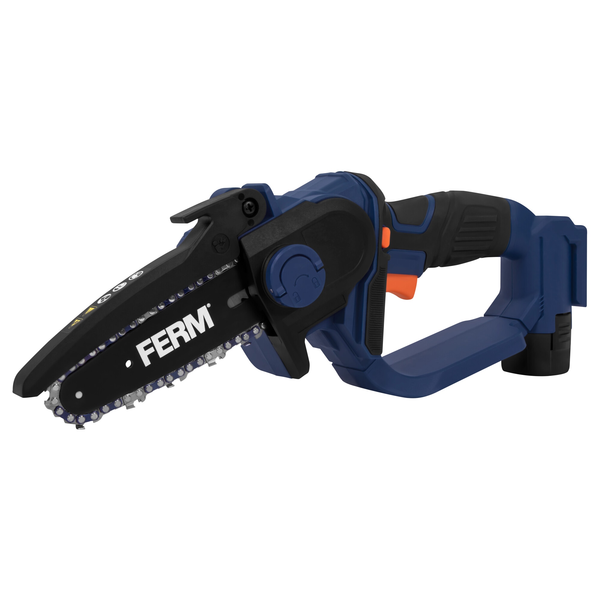 Mini akkumulátoros láncfűrész, FERM, CSM1052, 12V, 2.0Ah, vágási ...