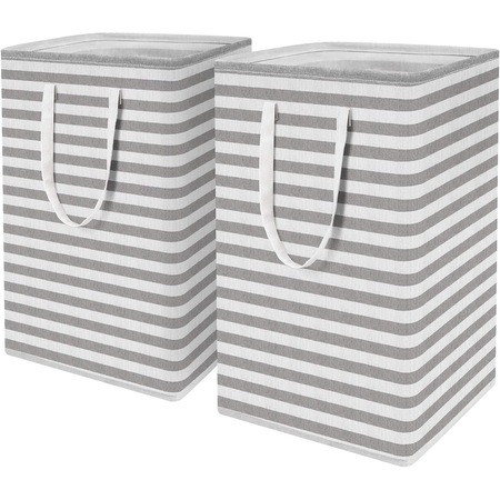 Set 2 Cos de rufe, Pliabil cu manere extinse, Bumbac Canvas ...