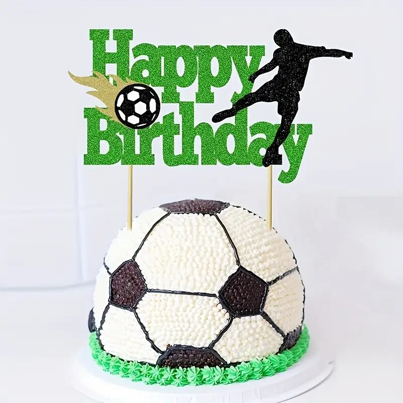 Decor tort din carton, model fotbal, multicolor, cu sclipici - eMAG.ro