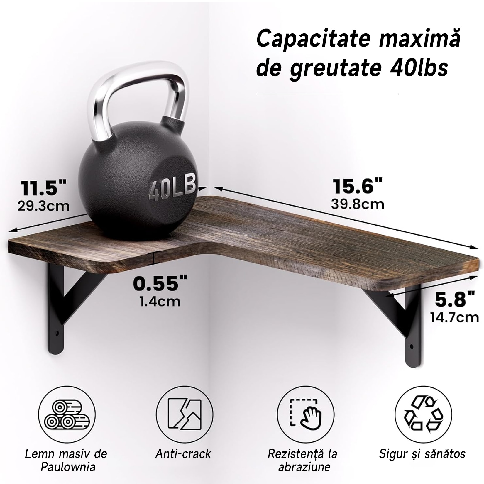 Set 4 rafturi de perete din lemn, rafturi de colt In forma de L ...