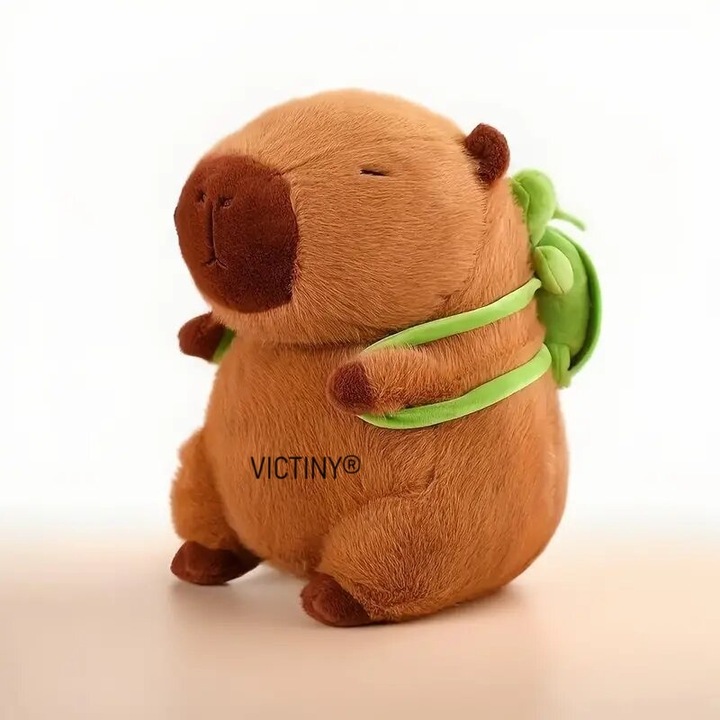 Capybara plush cu broscuta VICTINY® maro / verde 35 cm - eMAG.ro
