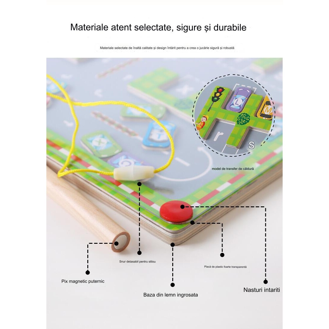 Jucarie educativa Montessori, labirint cu masini magnetice ...