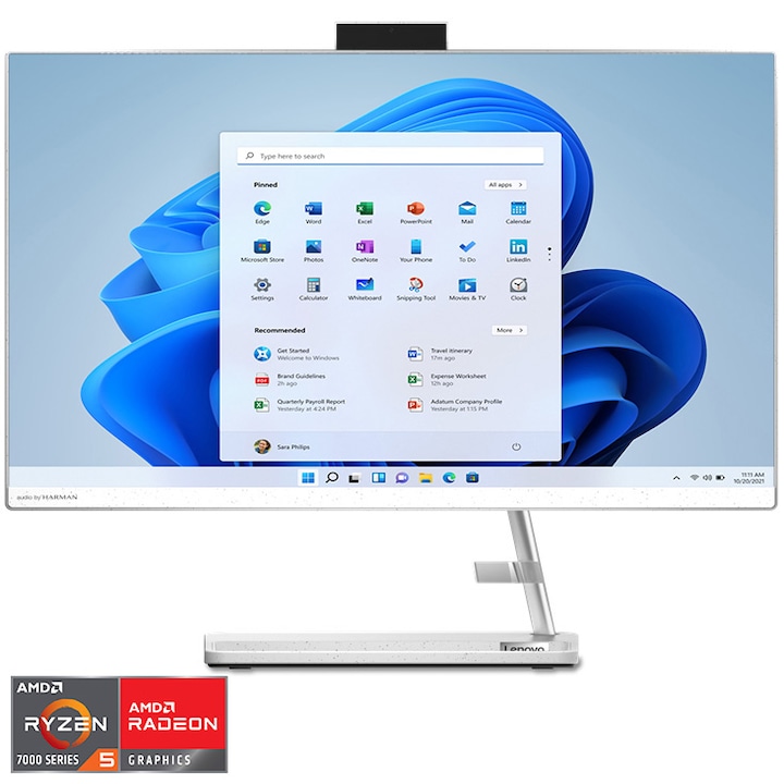 Sistem All-in-One Lenovo IdeaCentre 3 24ALC6 cu procesor AMD Ryzen™ 5 ...