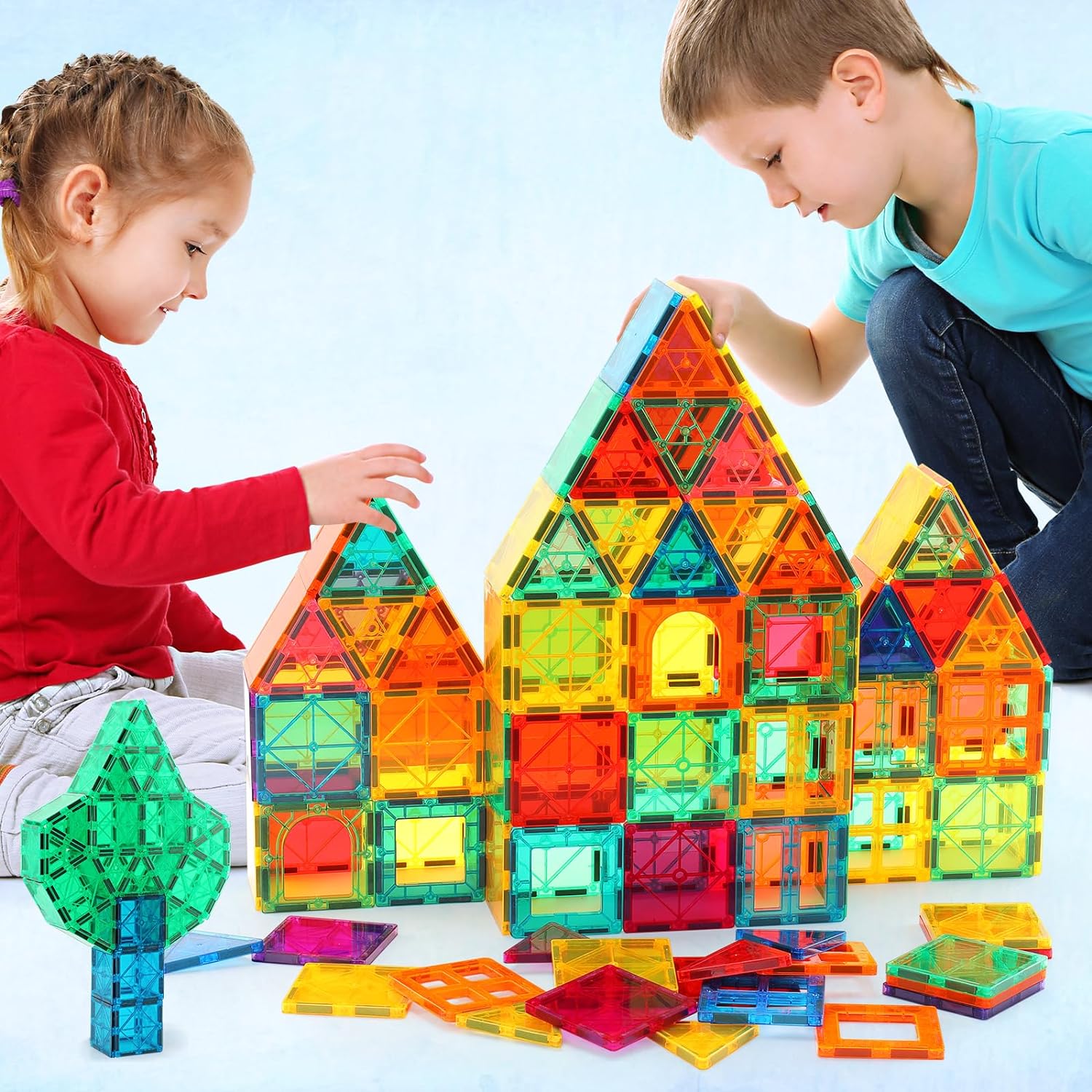 Set de 70 Piese Magnetice pentru Copii - Blocuri de Constructie ...