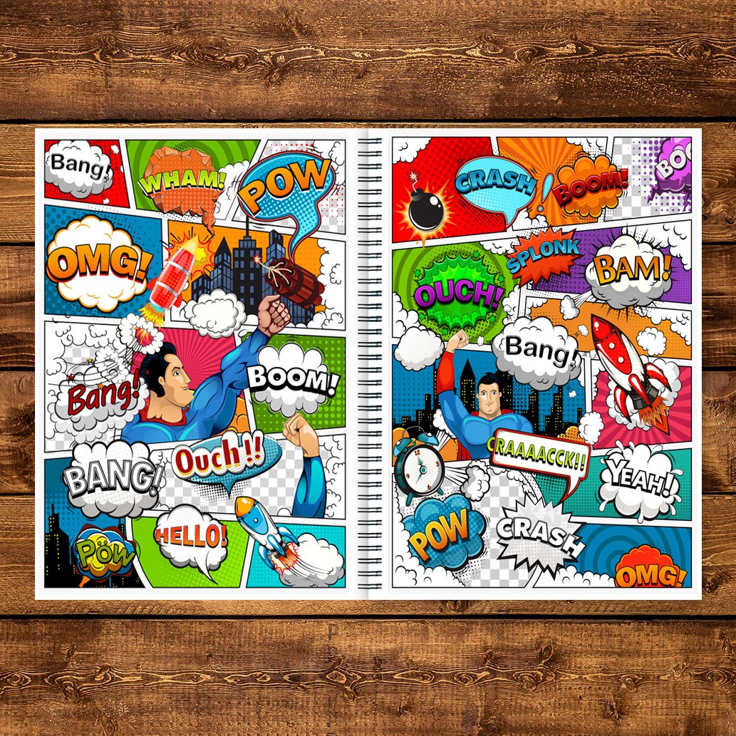 Képregény stílusú rajzfüzet, 50 különböző oldal, színezd ki a saját ...