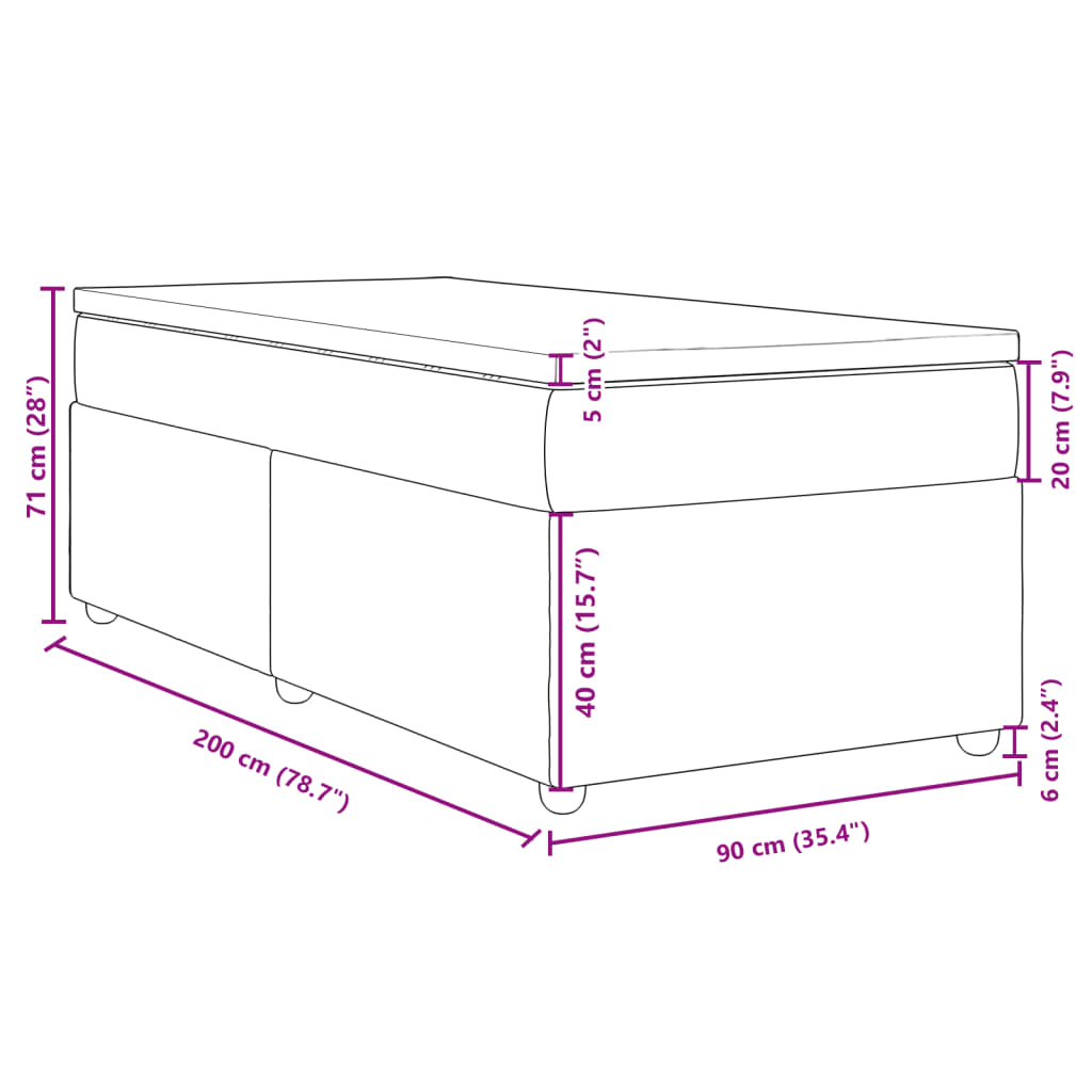 Pat box spring cu saltea vidaXL, negru, 90x200 cm, textil, 34.26 kg ...