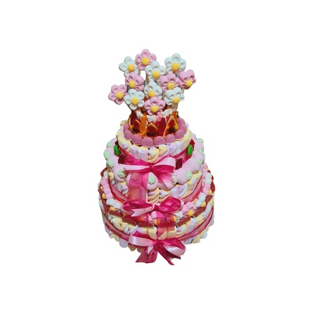 Tort din jeleuri si marshmallows in 3 nivele cu bezele moi in forma de ...