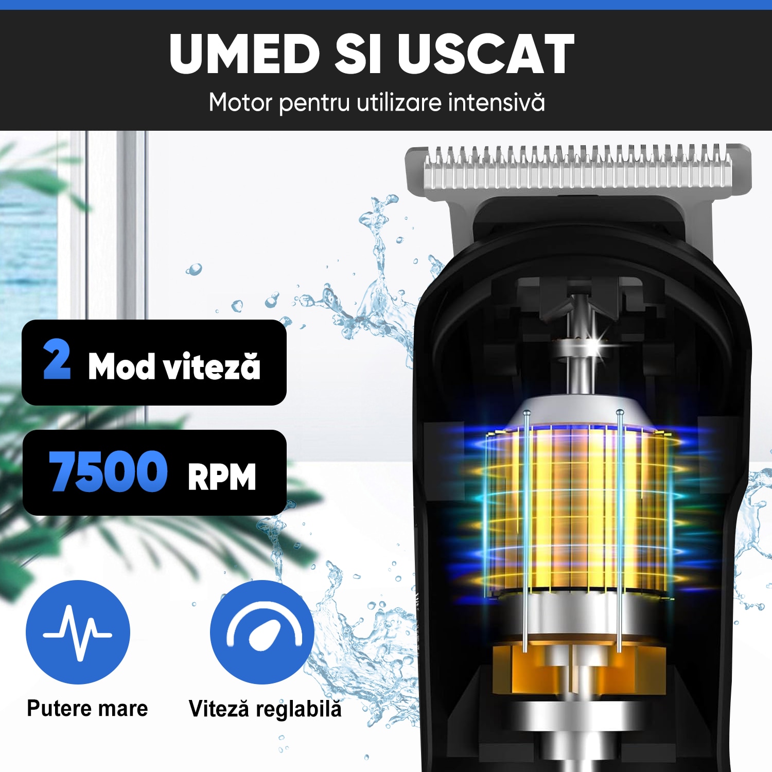 Set Aparat de tuns barba si parul profesional, Ultrixe, 6-in-1, Wet&Dry ...