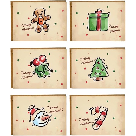 Set de 6 pachete de felicitari de Craciun, cadouri de carti de epoca cu ...