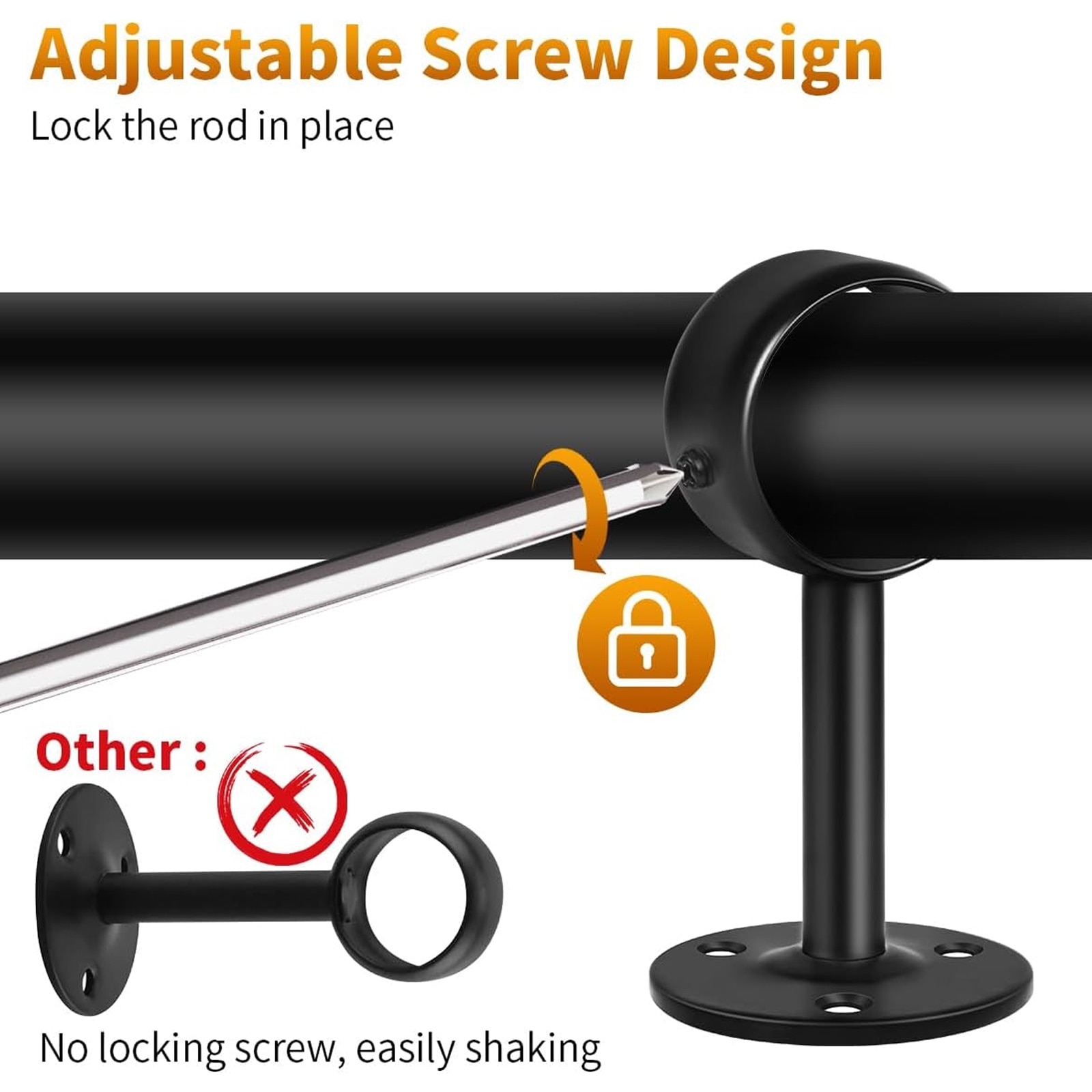 Set 2 suporturi pentru tija de perdea, SINBINTA, Suport de montare pe ...