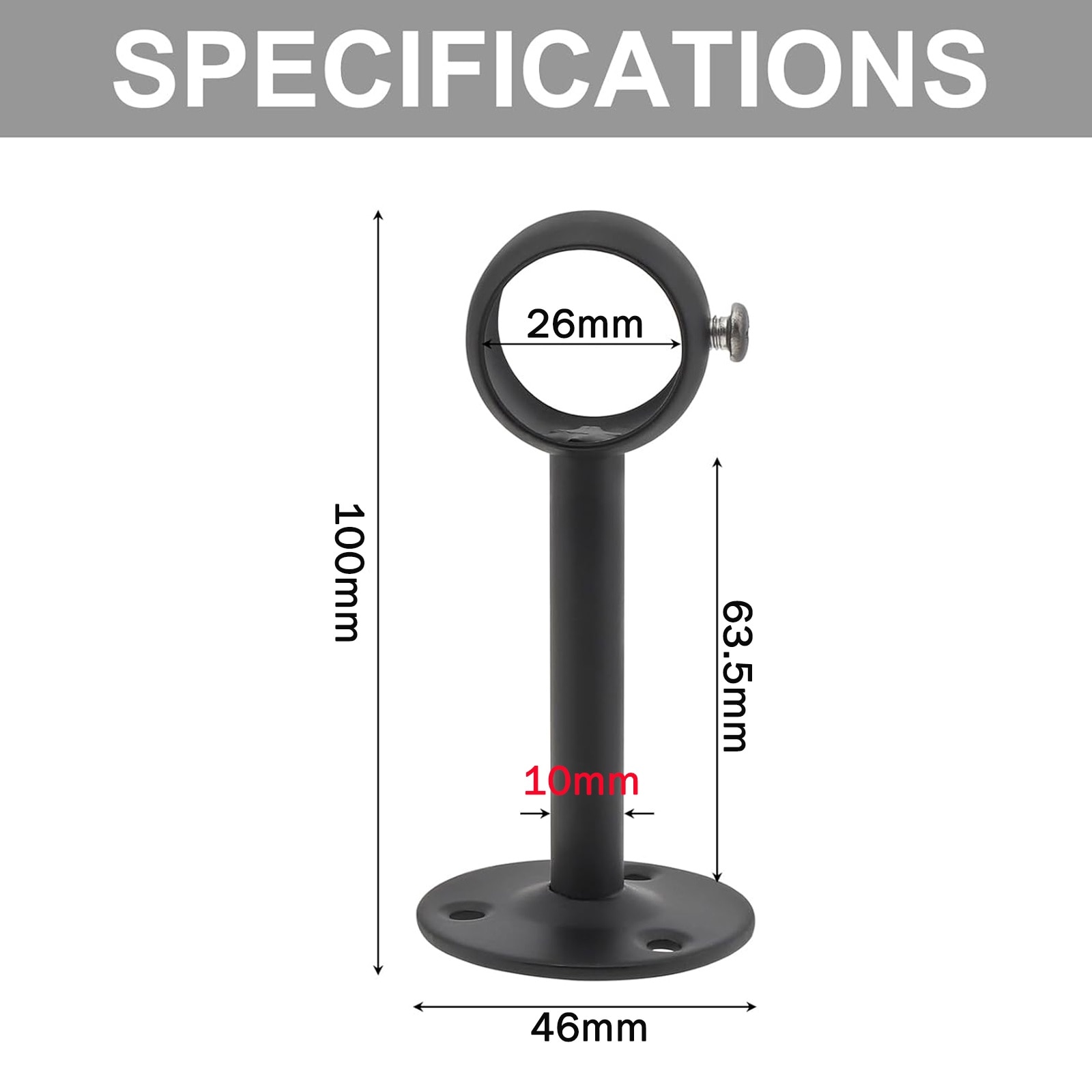 Set 2 suporturi pentru tija de perdea, SINBINTA, Suport de montare pe ...