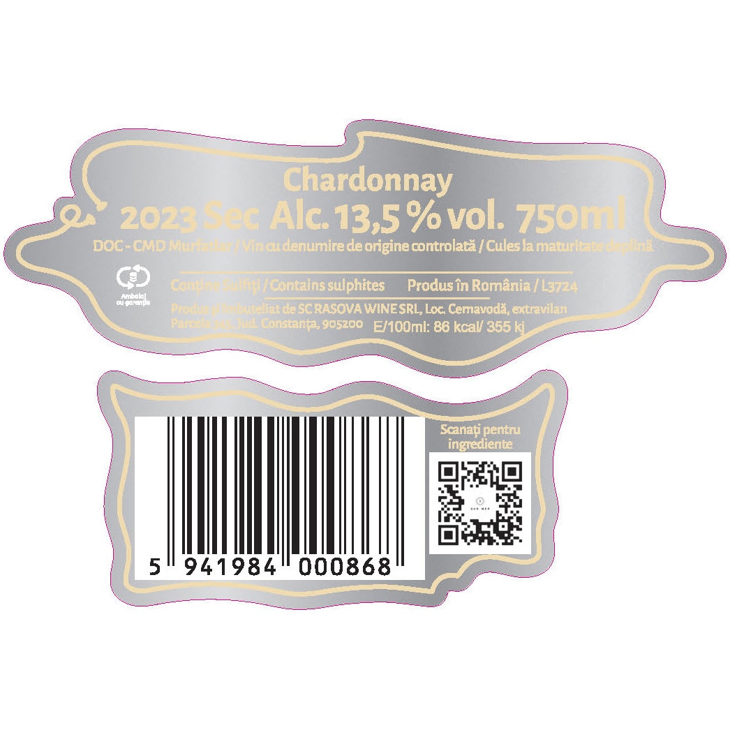Vin Alb Crama Rasova Sur Mer, Chardonnay, Sec, 0.75l - eMAG.ro