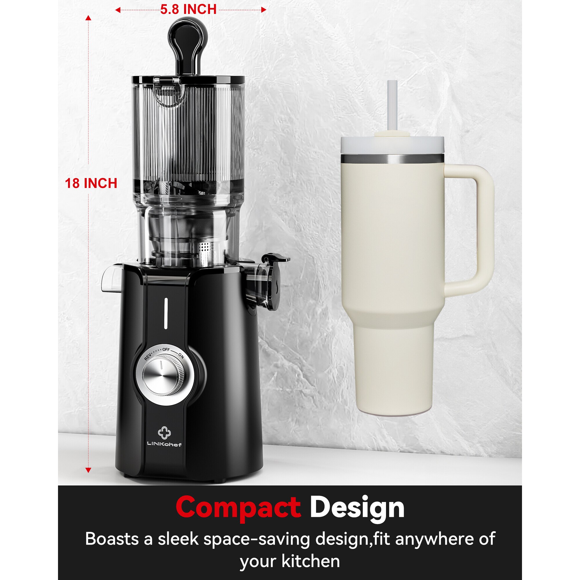 Extractor de suc vertical fara pregatire, LINKChef Quick Clean Slow ...