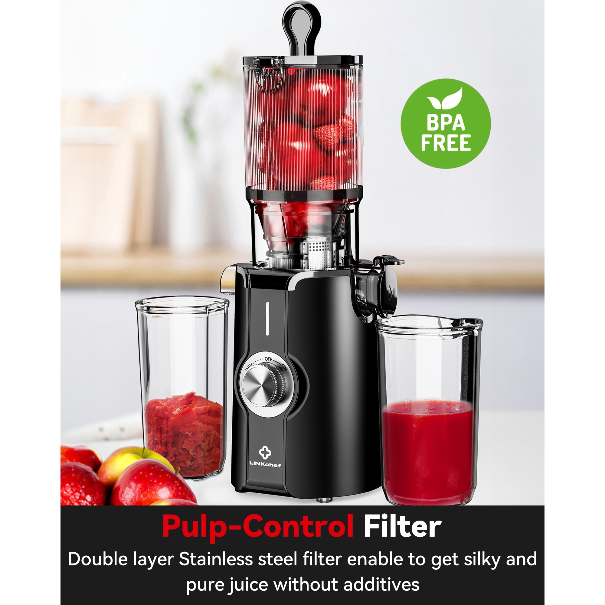 Storcator de fructe vertical fara pregatire, LINKChef Quick Clean Slow ...