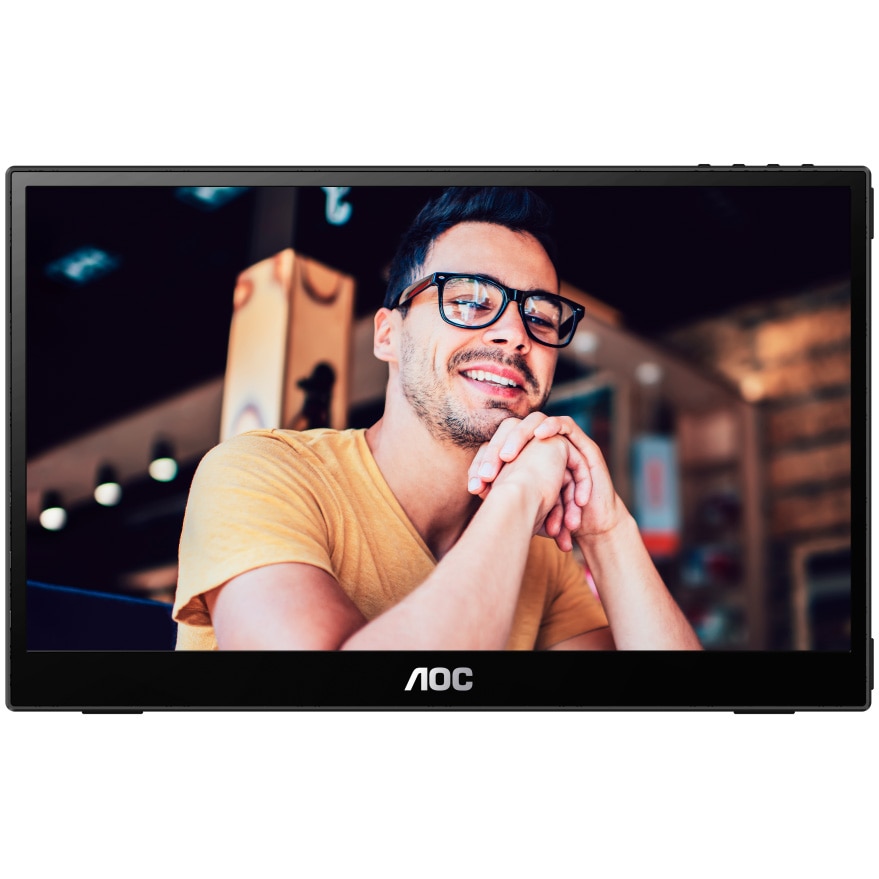 AOC monitor, 15,6", IPS, FHD, 60 Hz, 4 ms, USB-C, 16T3EA, fekete - eMAG.hu