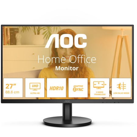 AOC monitor, 27" VA, 4K, UHD, 60Hz, 4ms, HDR10, 2W x 2 hangszóró, HDMI ...