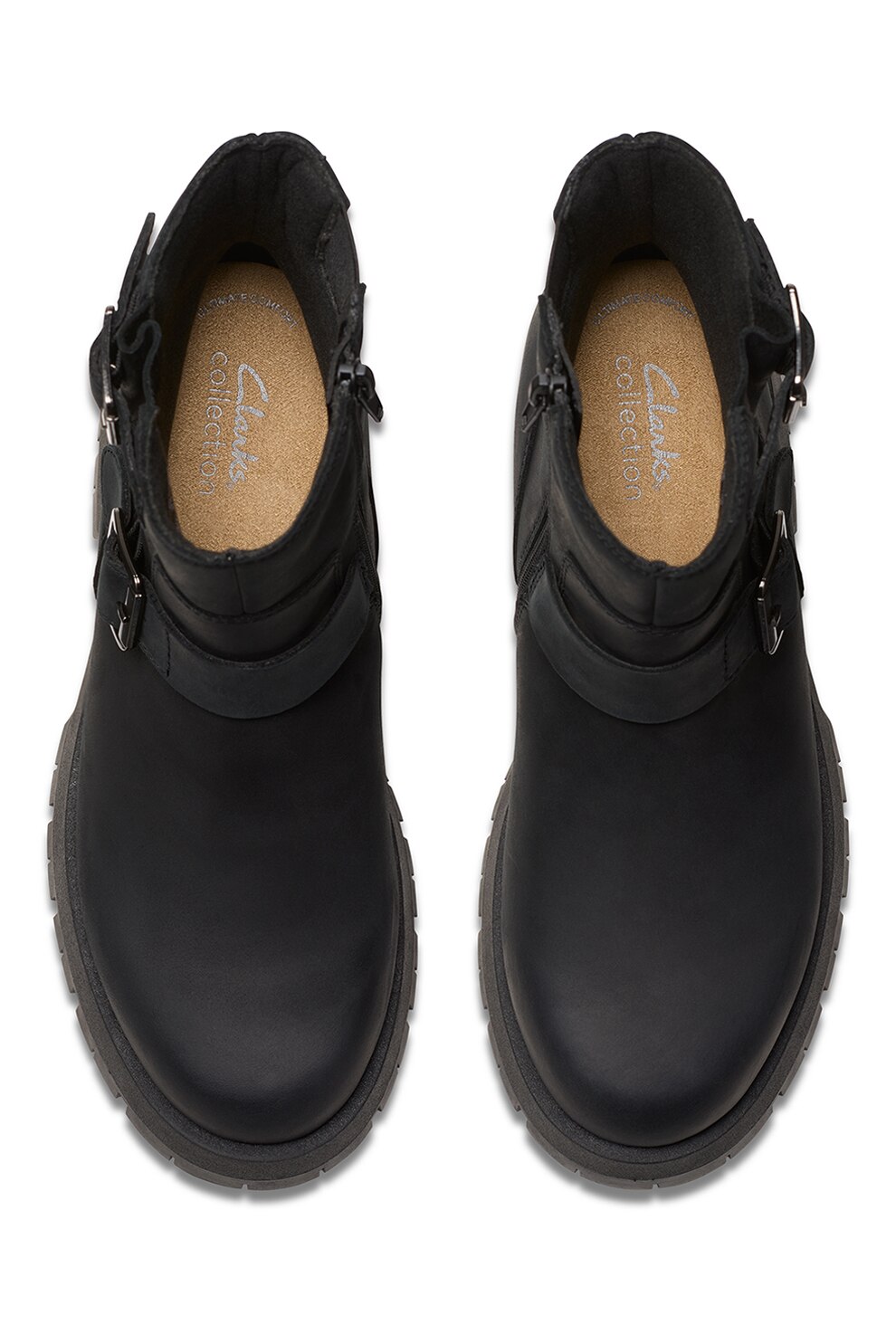 Clarks, Ghete biker de piele Ledwick Haley, Negru, 5 - eMAG.ro