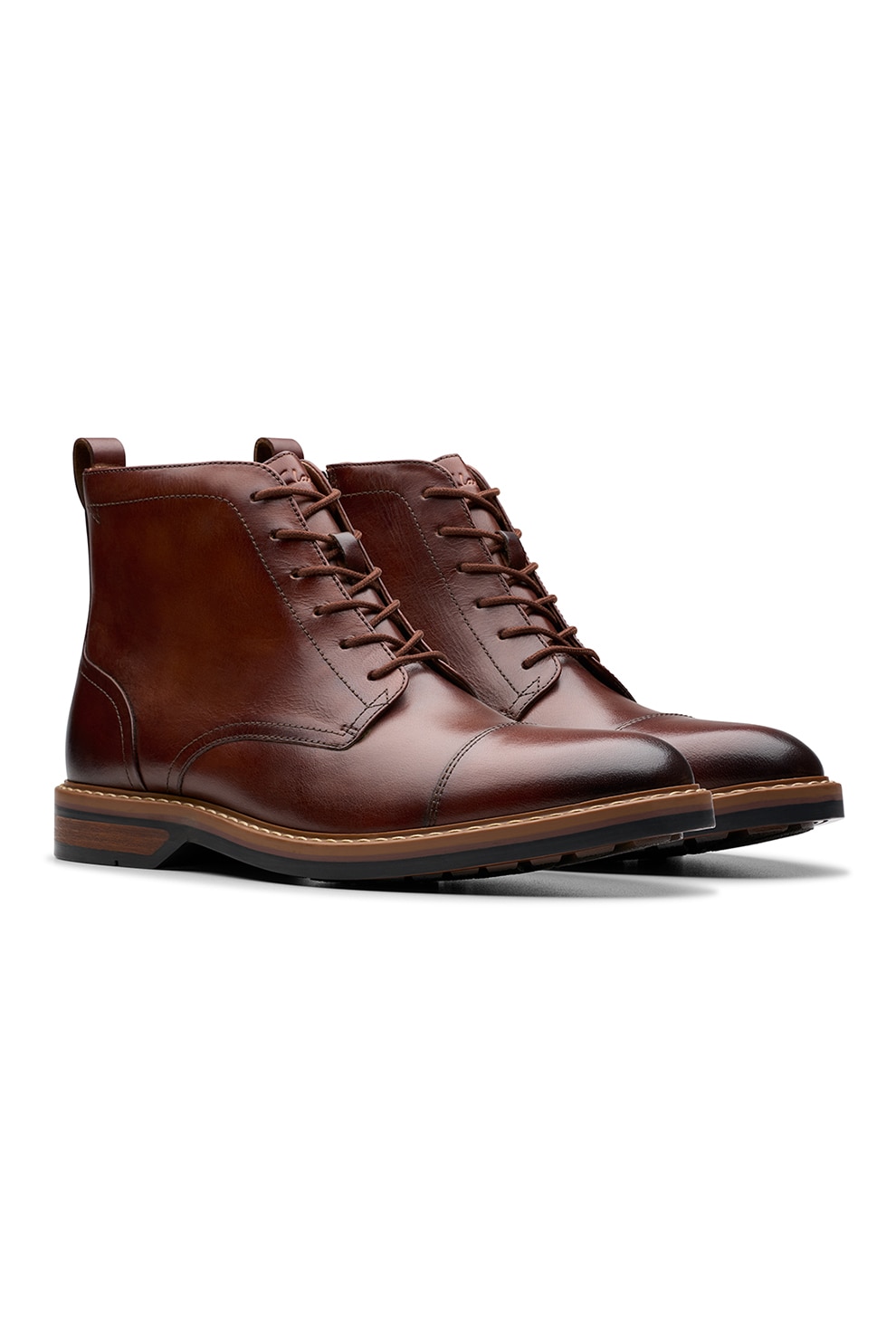 Clarks, Ghete de piele Aldwyn, Maro cognac, 9 - eMAG.ro