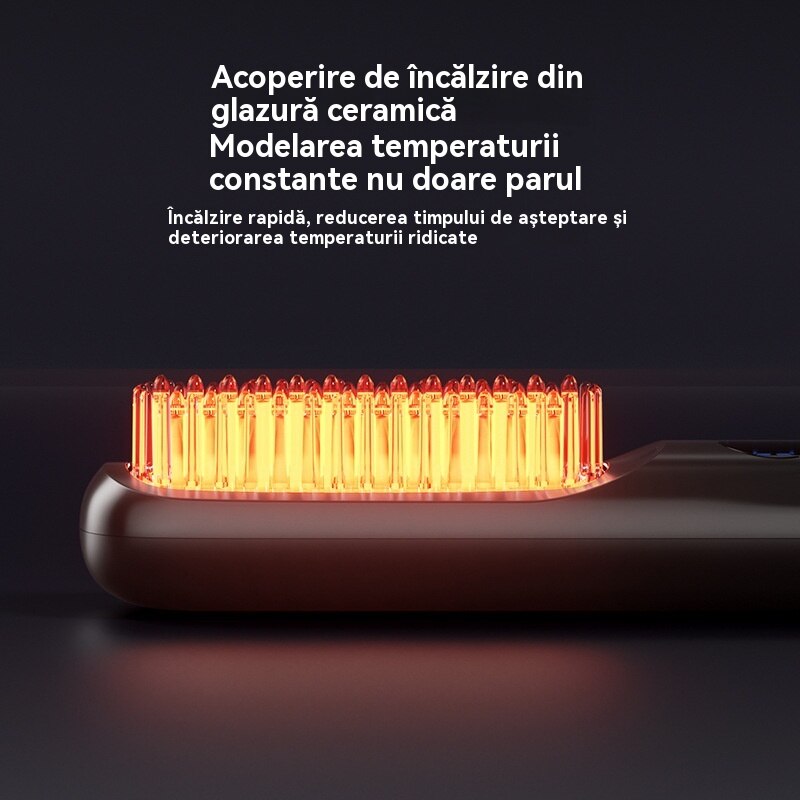Perie electrica pentru indreptarea parului, ZOUN, portabila, fara fir ...