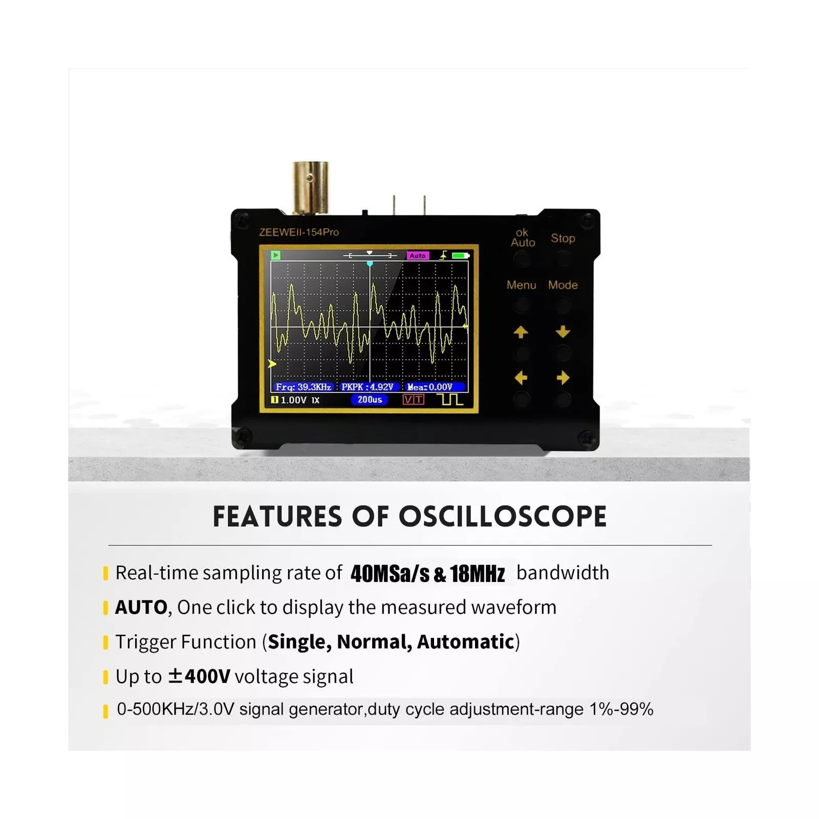 Osciloscop digital portabil, XINLOSHU®, ecran 2.4 inch, rata de esantionare 40 MS/s, latime de ...