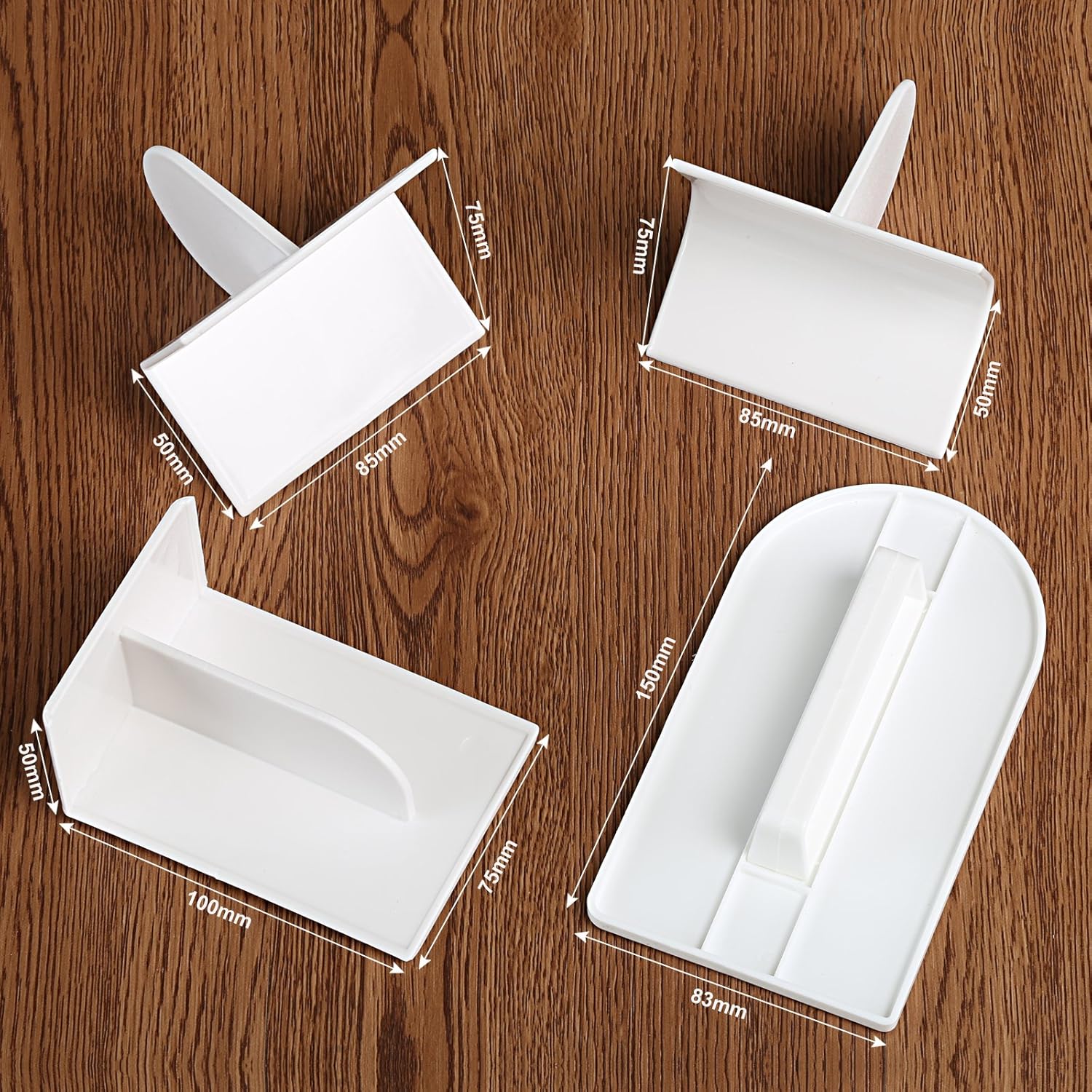 Set 4 ustensile ornare prajituri, plastic, alb, dimensiuni variate ...