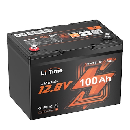Acumulator solar LiTime 12V 100Ah Bluetooth, LiFePO4, negru, Group24 ...