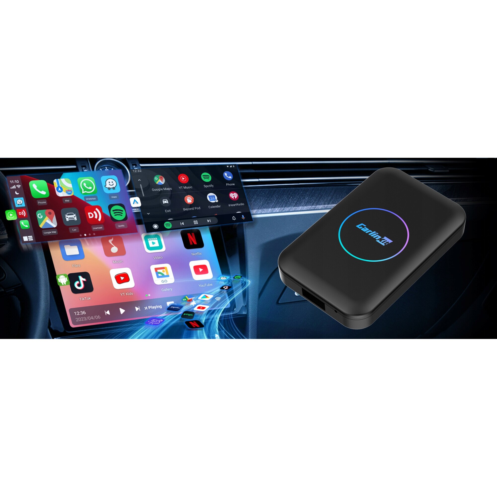 Carlinkit 5.0 Pro T-Box LITE 2in1 Безжичен адаптер Android Auto / Apple ...