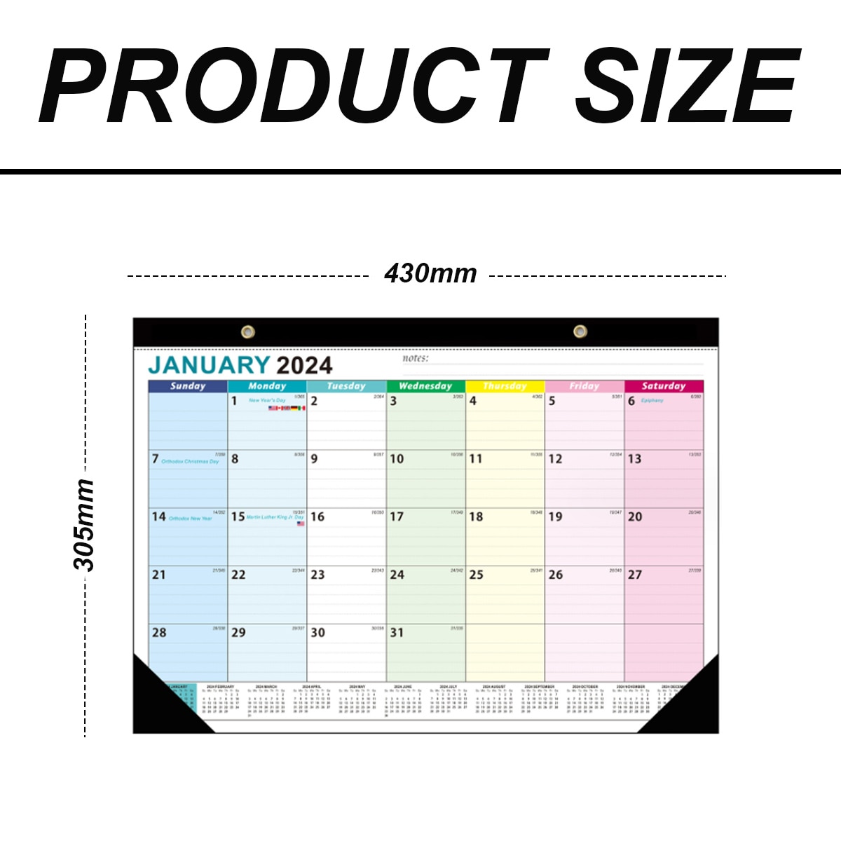 Calendar de birou 2024-2025, hartie, 43 x 30.5 cm, multicolor - eMAG.ro