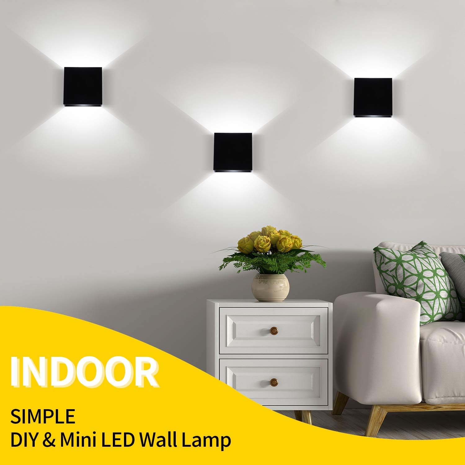 Set 2 aplice de perete cu led, Aluminiu, 6W, Negru - eMAG.ro