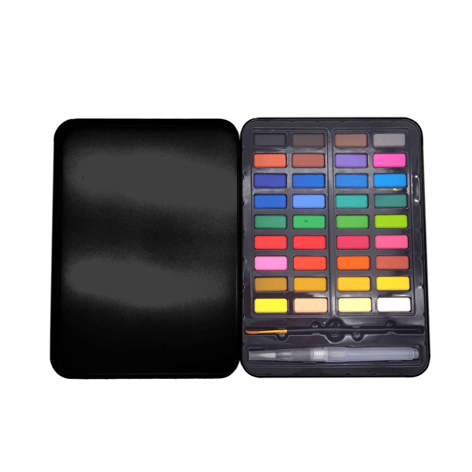 Acuarele 36 culori in cutie metalica Daco, 1 pensula rezervor si ...