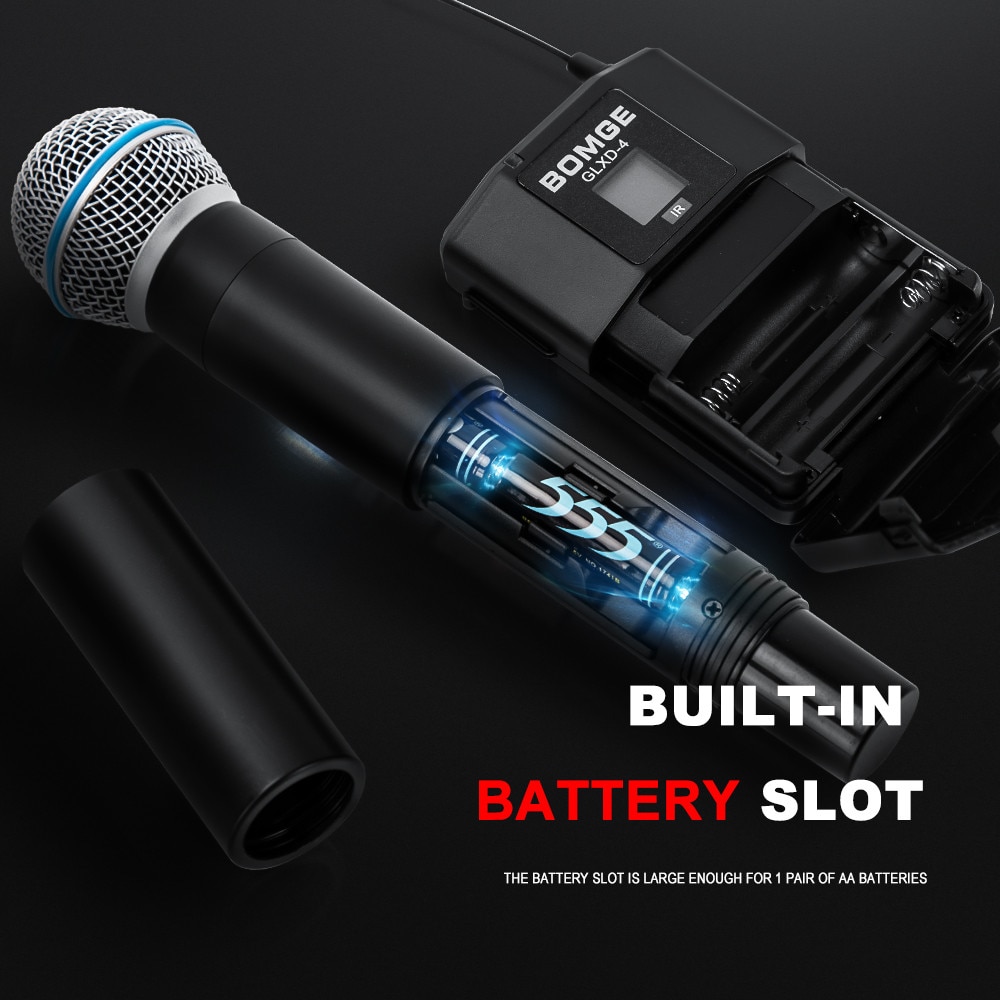 Microfon fara fir Set microfoane wireless Profesionale UHF BOMGE GLXD4 ...