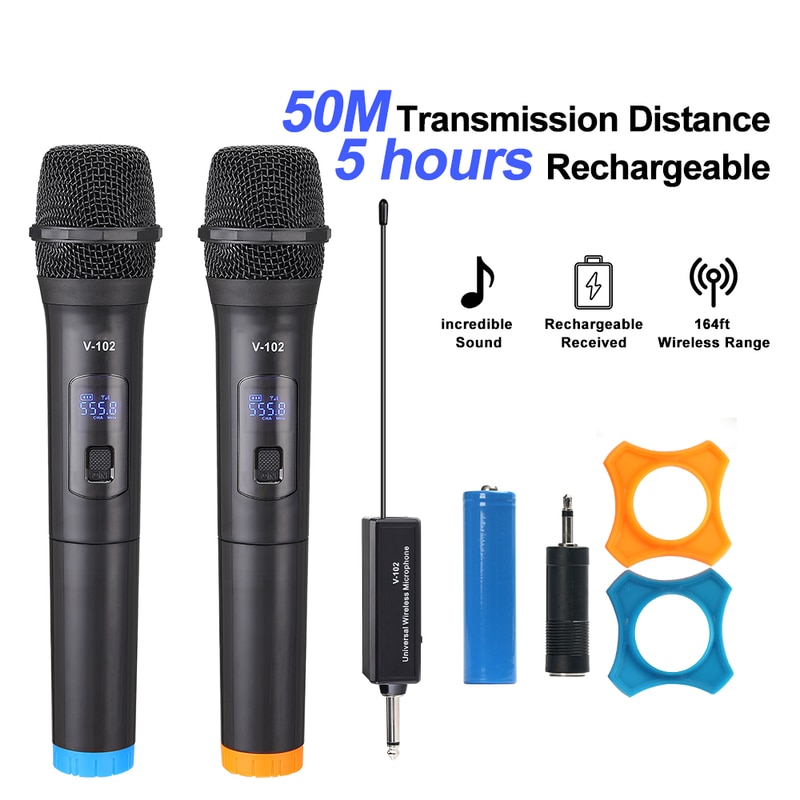 Microfon fara fir Microfon wireless BOMGE V102, Receiver wireless ...