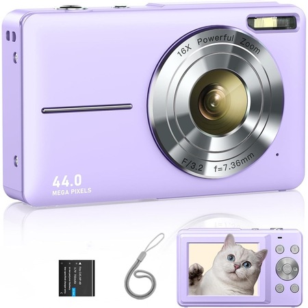 Camera foto digitala pentru copii, zoom digital 16x, 44MP, 700mAh, 2.4 ...