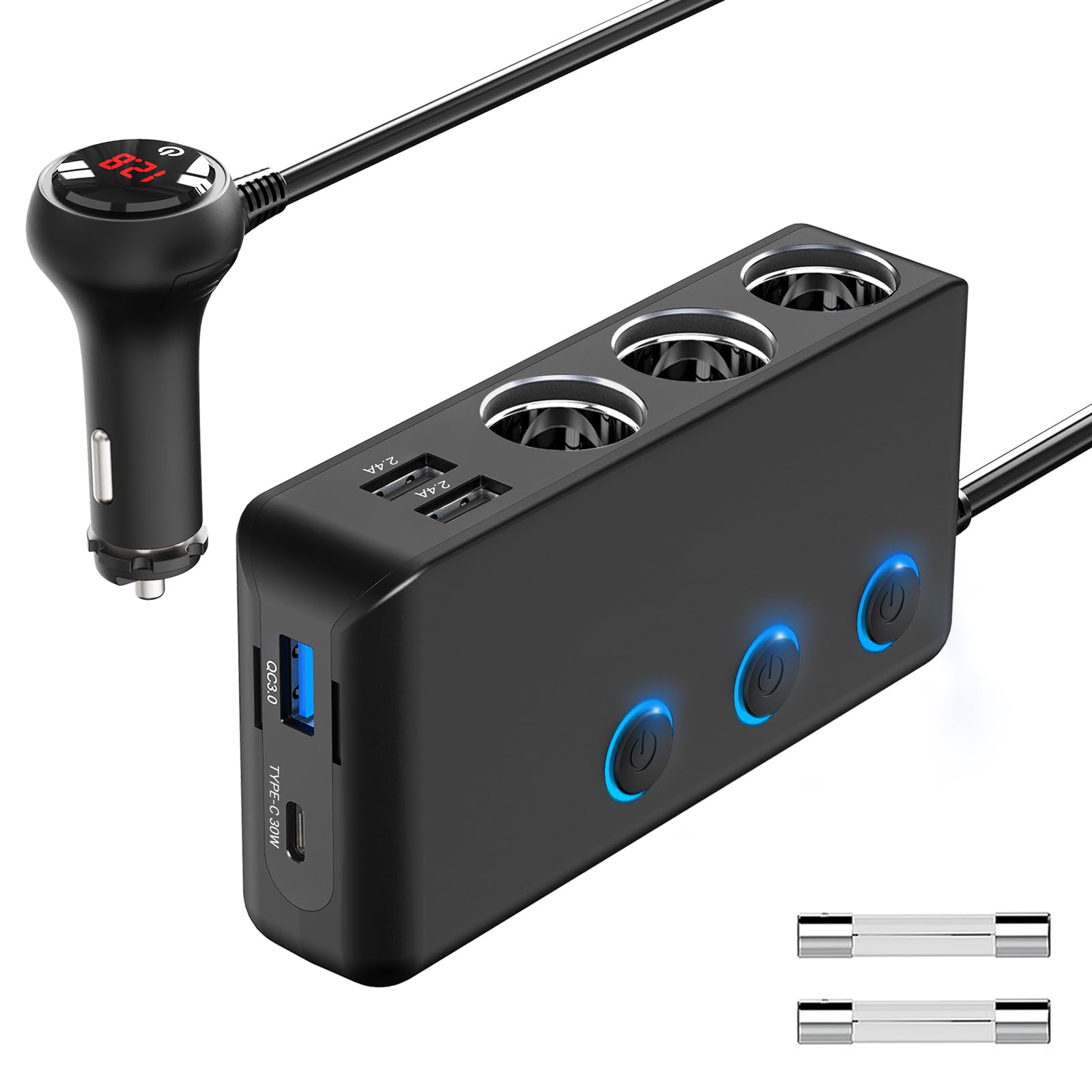Adaptor priza auto, JENOUS®, 180W, 4 porturi USB PD+QC3.0 Incarcare ...
