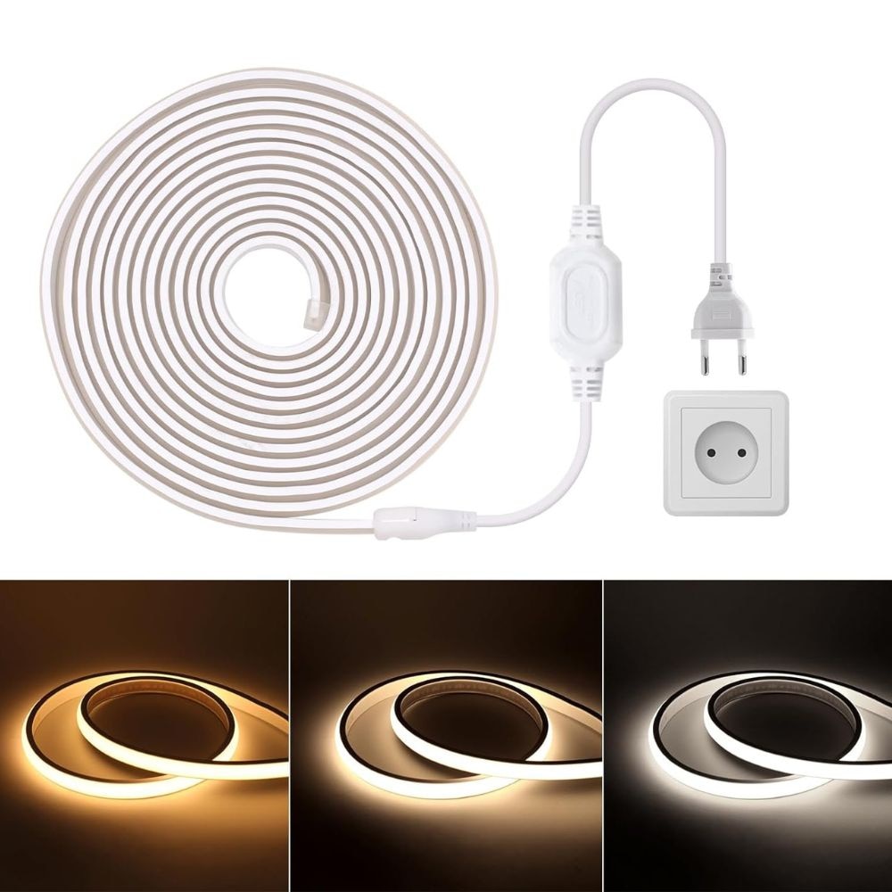 Kit Banda LED COB 10M 4200K, FlexiLum220, 120W 12000Lm, cu alimentator ...