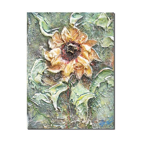 Tablou pictat manual hol, living, dormitor, Floarea soarelui, 40x30cm ...