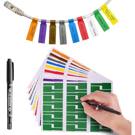 Etichete autoadezive pentru cabluri, set colorat, cu marker ...