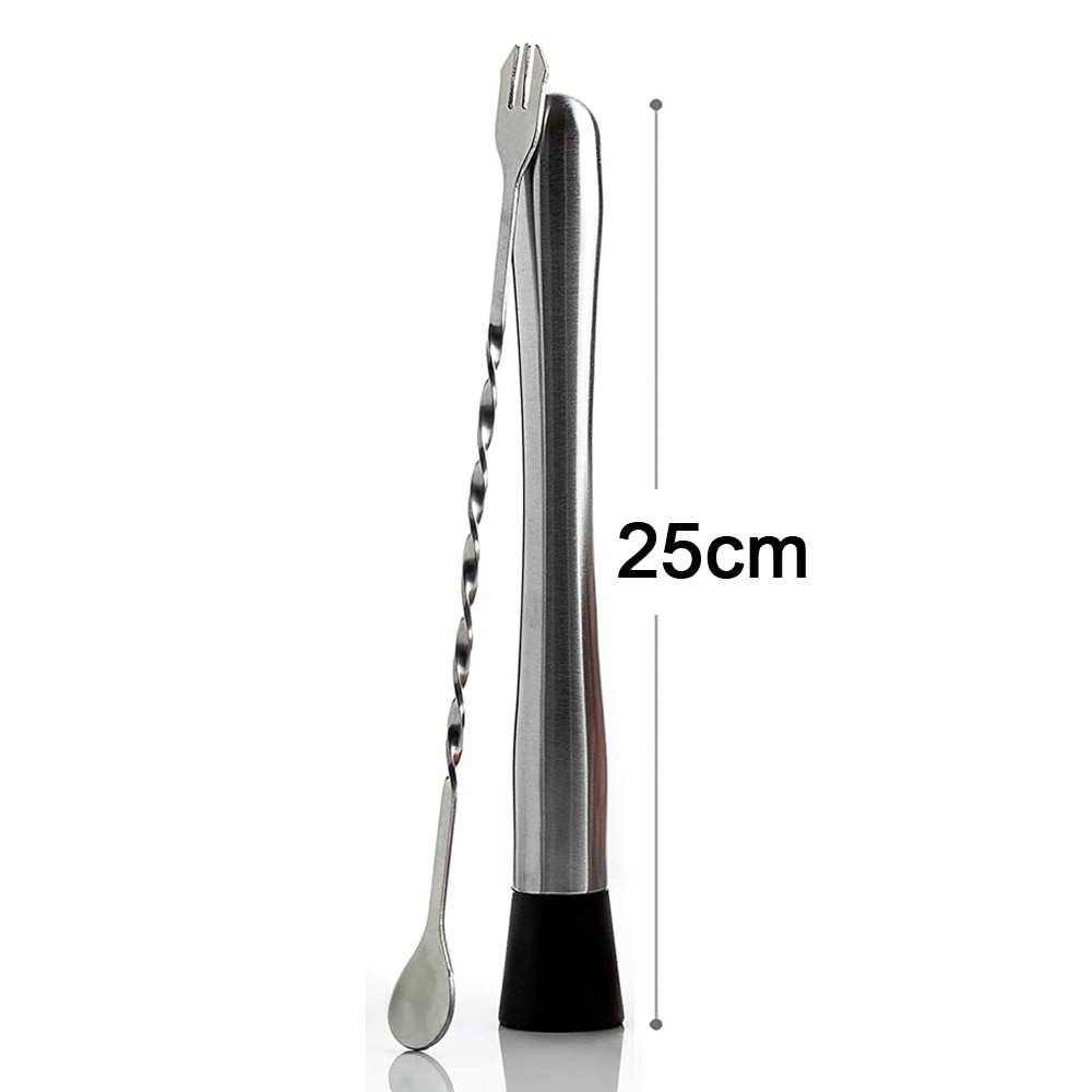 Rozsdamentes acél muddler és keverőkanál szett koktél receptkönyvvel ...