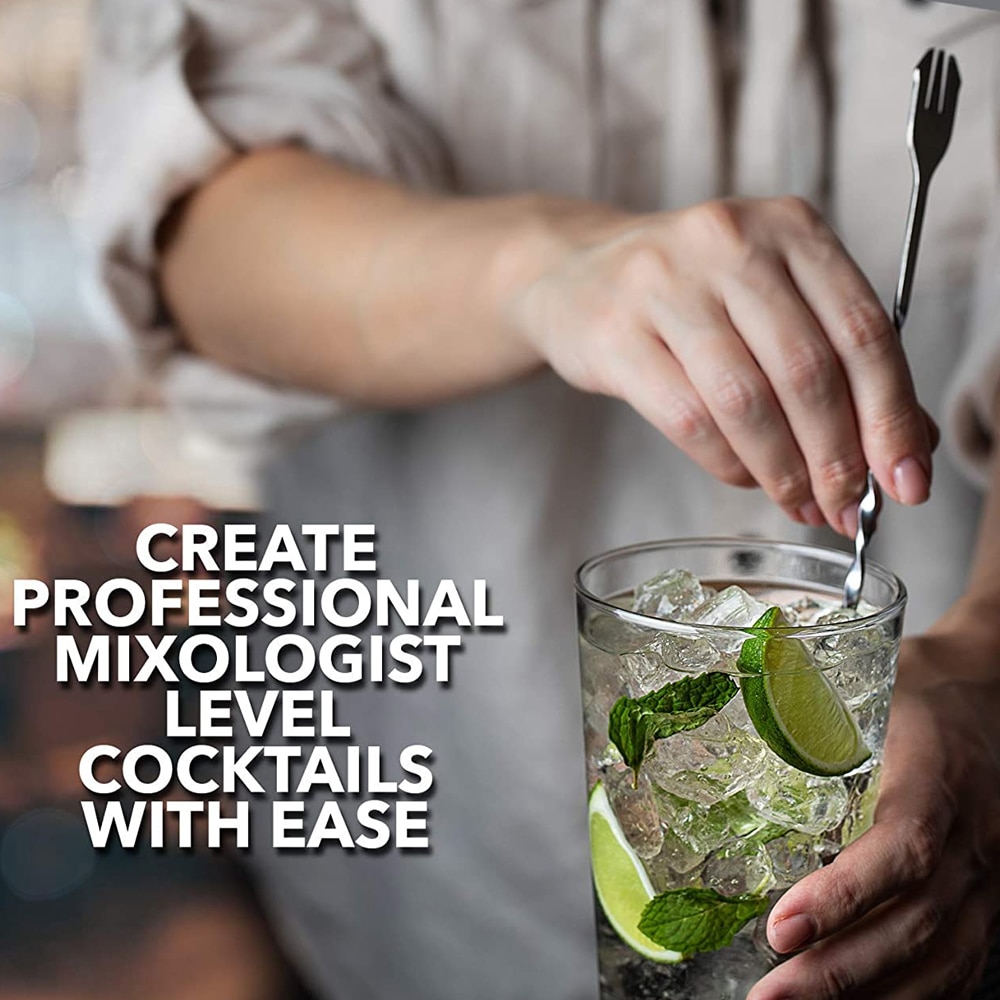 Rozsdamentes acél muddler és keverőkanál szett koktél receptkönyvvel ...