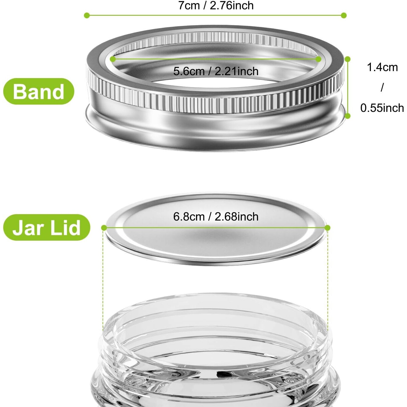 Set capace din otel inoxidabil pentru borcane, AMRINUGL, 24 buc, etanse ...