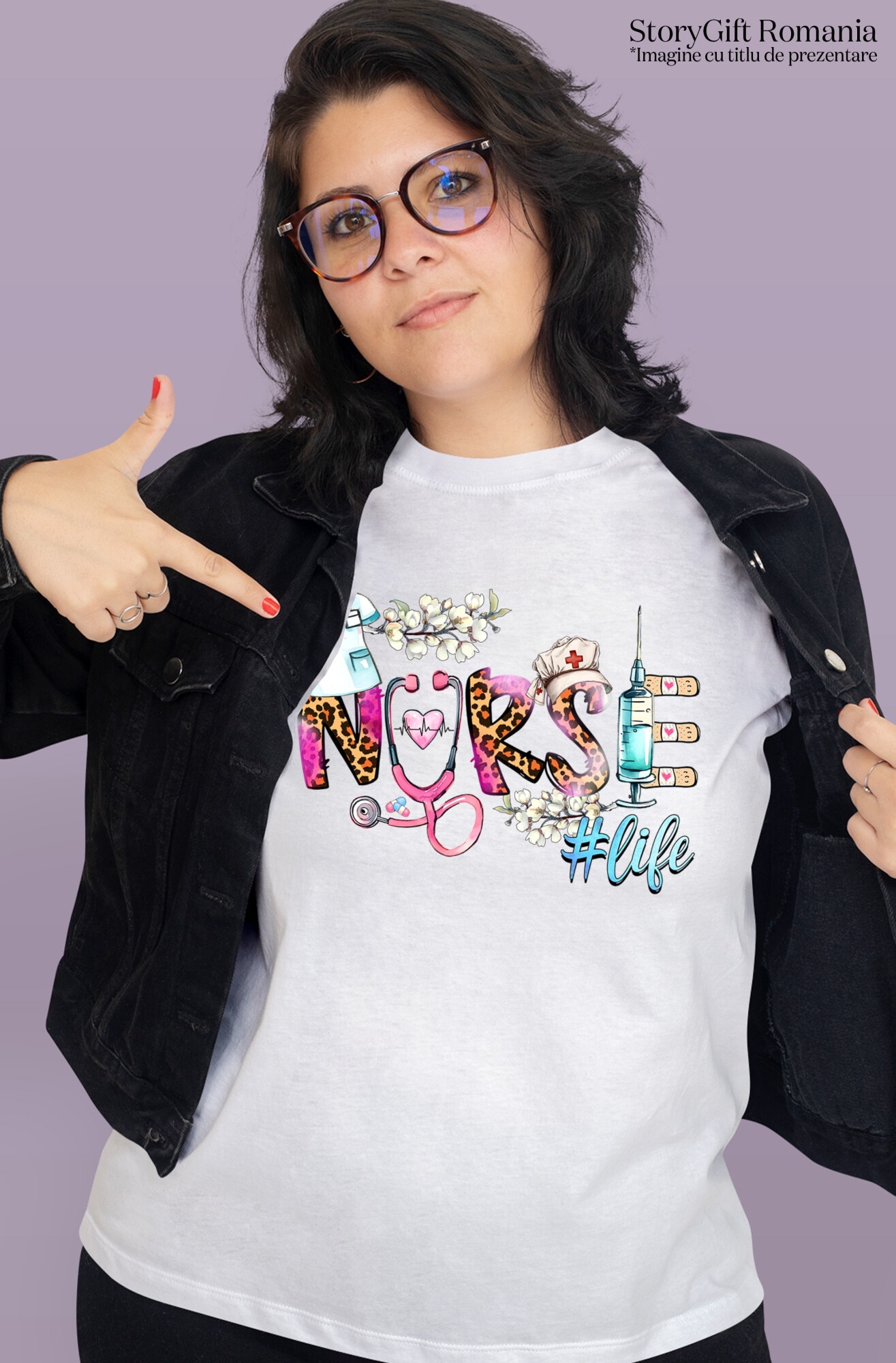 Tricou Femei cu mesajul "Nurse #life", profesie, ilustratie, munca ...