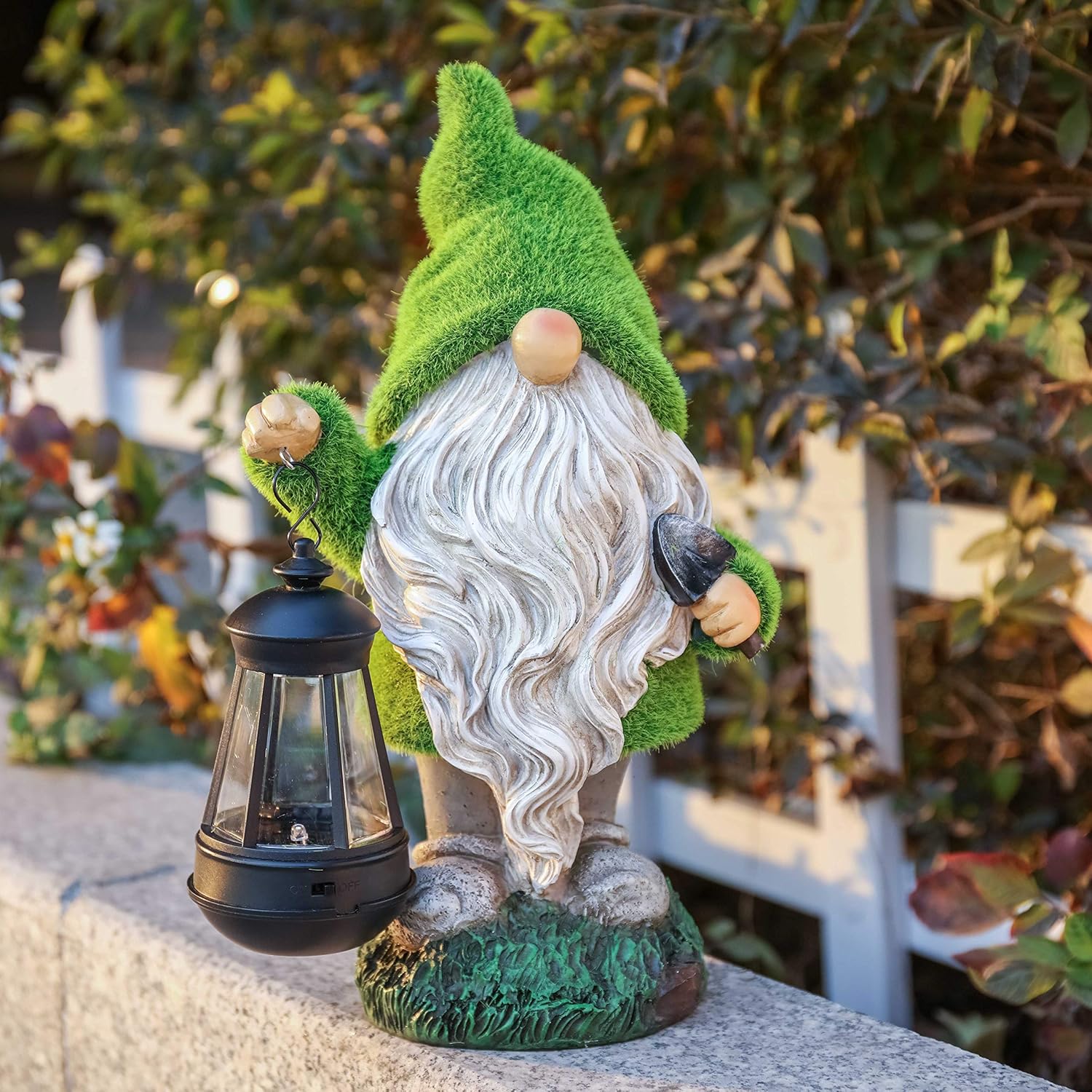 Statuie de gradina cu lampa solara, Cozevdnt, Rasina, Model Pitic, 23 x ...
