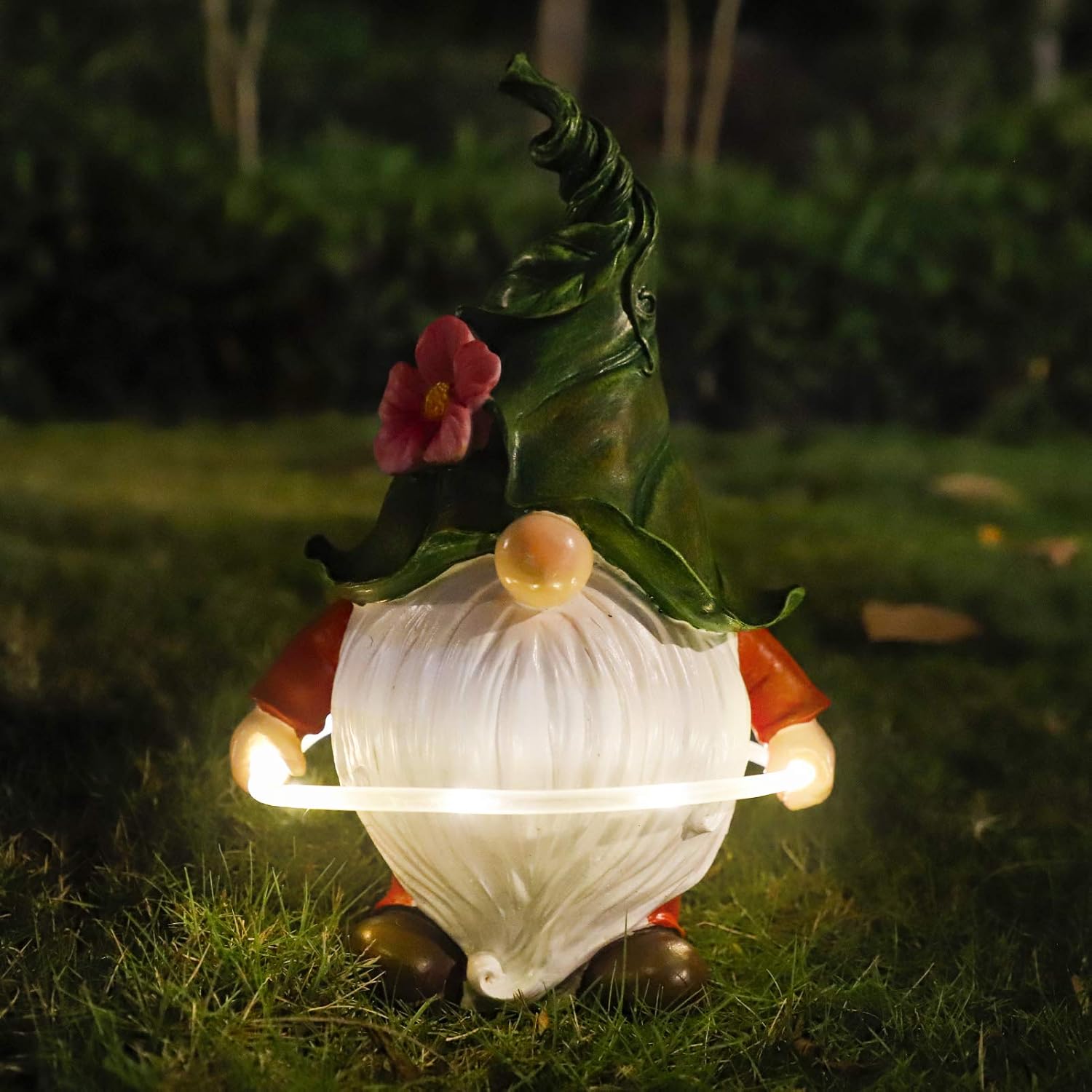 Statuie de gradina cu gnom solar, decor exterior din rasina, ideala ...